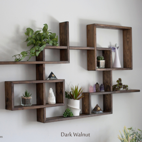Solid Wood Display Shelf 45″x 24″x3.5″, interlocking design – Wood Pyramid